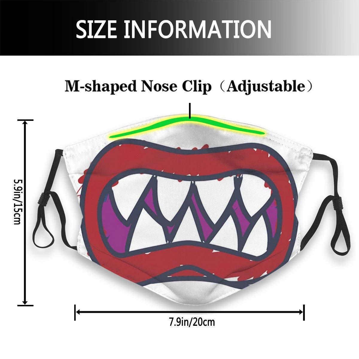 P PIPIGOU Face Masks Bowser Jr. Inspired Face Reusable Polyester Print Reusable Face Cover Neck Warmer Black
