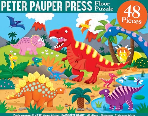 Peter Pauper Press Dinosaurs Kids' Floor Puzzle (48 Pieces) (36 inches Wide x 24 inches high)