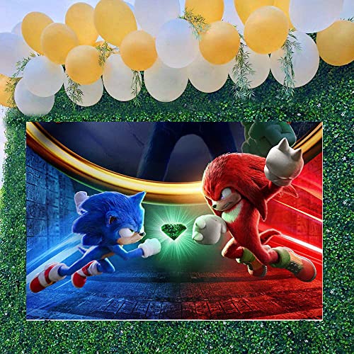 Sonic Birthday Party Supplies, Happy Birthday Backdrop for Sonic Party Supplies, 5 x 3Ft Birthday Backdrop for Sonic Birthday Party Decor