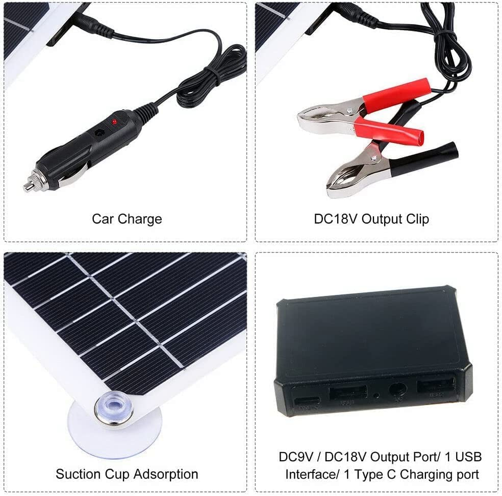 Solar Panel Battery Charger Kit 200W 12V Monocrystalline PV Module for Car RV Marine Boat Caravan Off Grid System with 10A-50A Charge Controller+Extension Cable