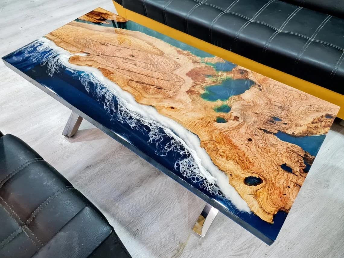 Personalized Large EPOXY Table, Resin Dining Table for 2, 4, 6, 8 River Dining Table, Wood Epoxy Coffee Table Top, Living Room Table (without Stand, 24 x 12inches)