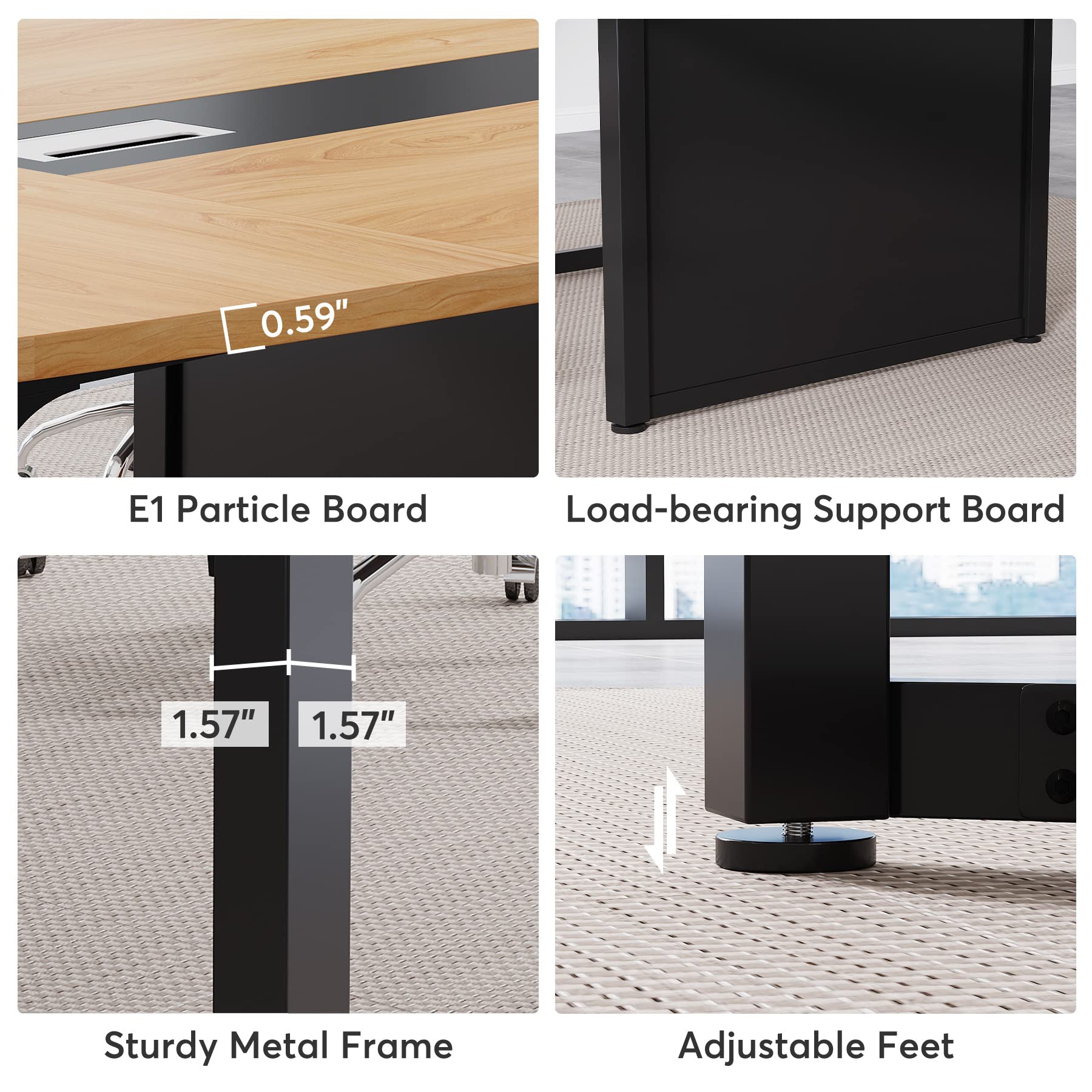 Tribesigns 8FT Conference Table, 94.5L x 47.2W inch Large Meeting Table, Modern Rectangular Seminar Table for Office Meeting Conference Room, Metal Frame