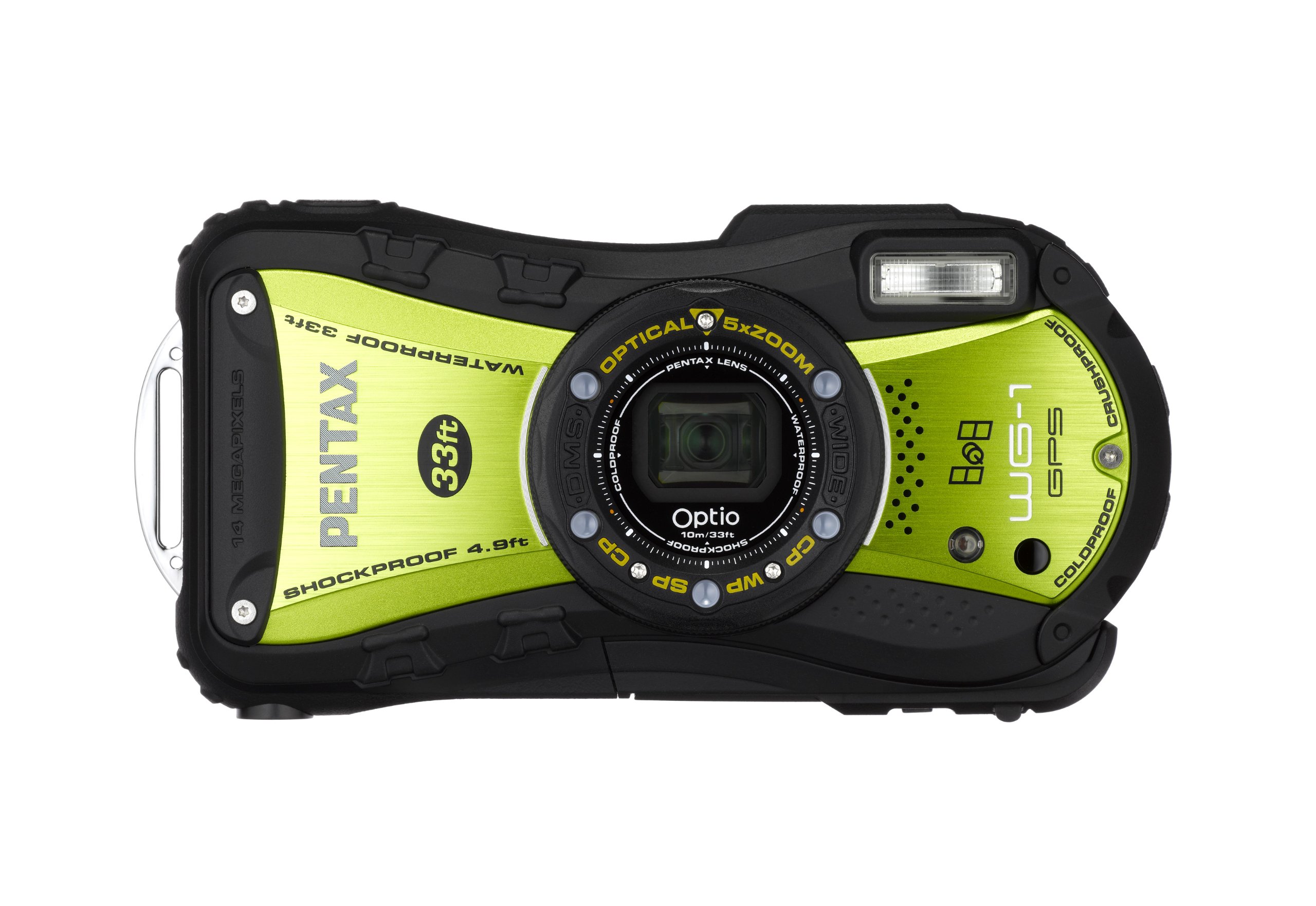 Pentax Optio WG-1 14 MP Waterproof Digital Camera with GPS and 5xOptical Zoom - Yellow/Green