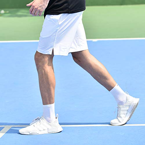 SAVALINO Sport Clothes Men's Tennis Shorts Material Wicks Sweat & Dries Fast S White