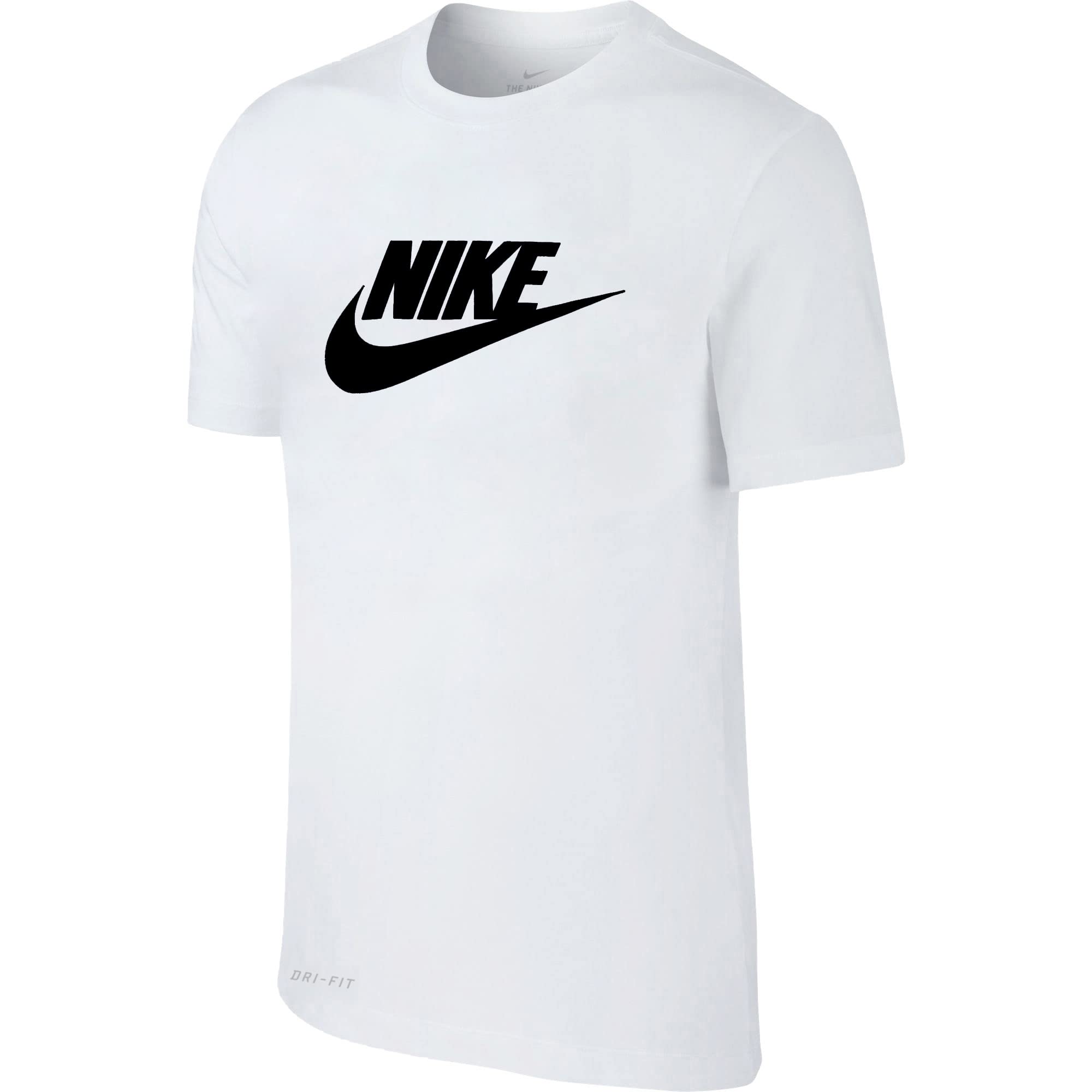Nike mens Dri-Fit Sportswear Logo T-Shirt, White/Black/Black, X-Large