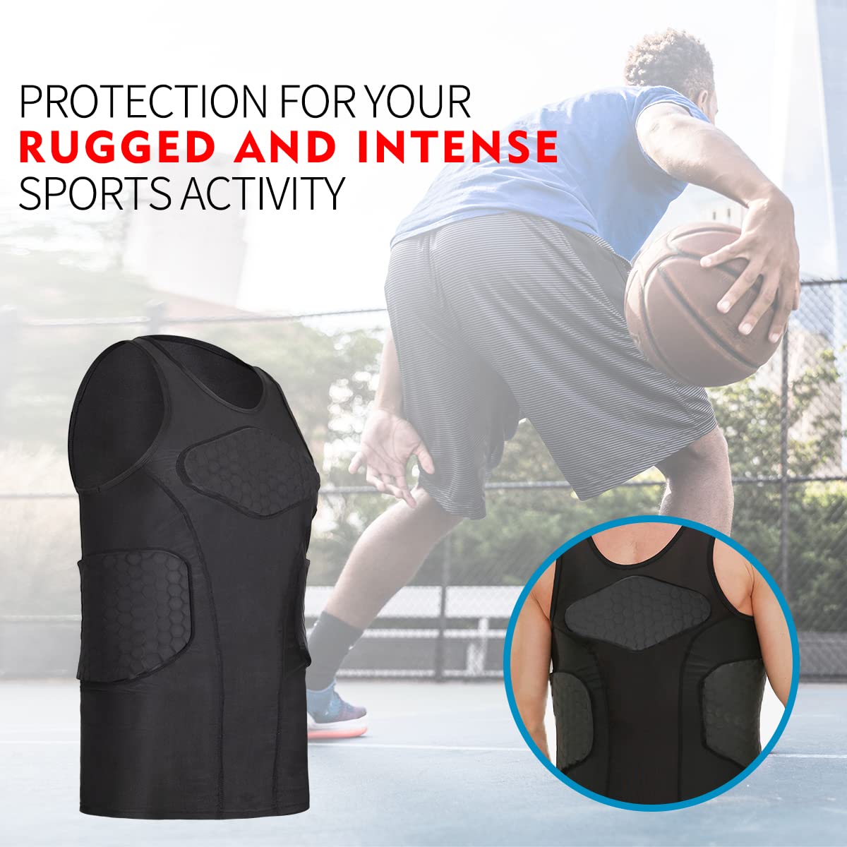 TUOYR Padded Compression Shirt Chest Protector Undershirt for Football Soccer Paintball Shirt
