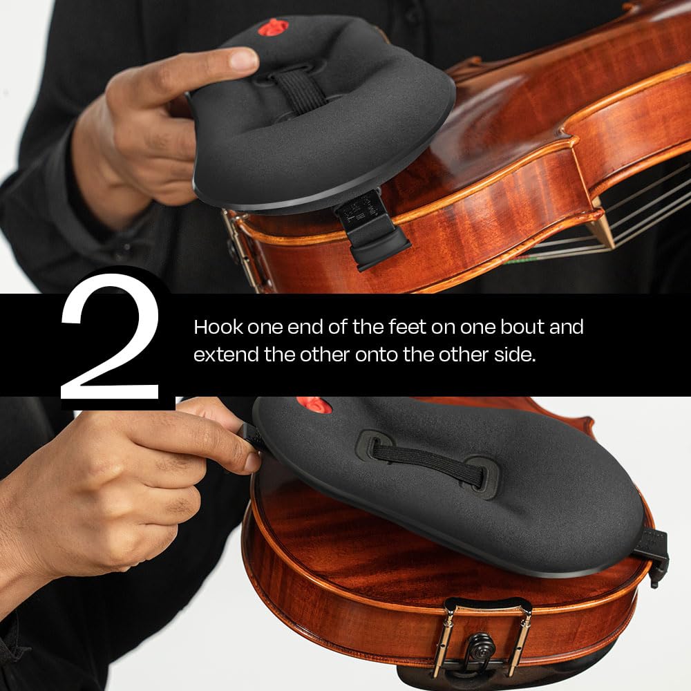 Playonair Deluxe Inflatable Violin Shoulder Rest Fit Full Size Violin & Viola, Blow-tube included, Adjustable Shoulder Rest for Violin and Viola with Elastic Straps, Easy to Use