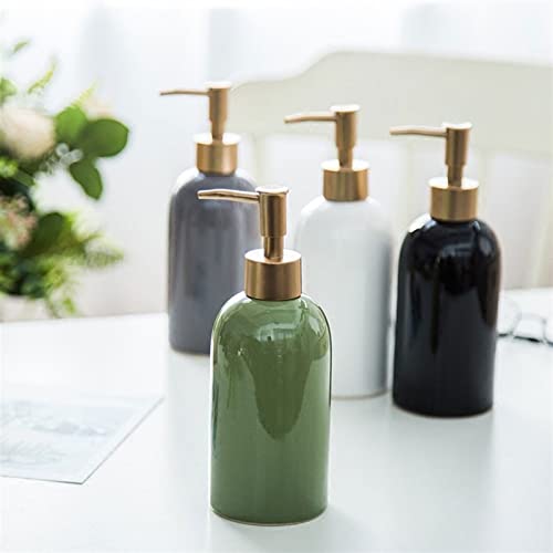 Soap Dispenser 420ML Ceramic Soap Dispenser Press Pump Bottle Bathroom Shower Gel Dispenser Hotel Restaurant Household Empty Press Pump Bottles (Color : Black)