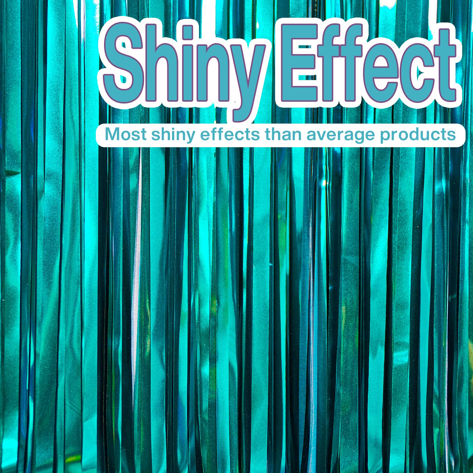 PartyWoo Foil Curtain 2 pcs, 3.3x6.6 ft Metallic Peacock Blue Tinsel Curtains, Backdrop Curtain, Foil Fringe Curtains, String Curtain, Birthday Decorations, Party Backdrop, Wedding Backdrop