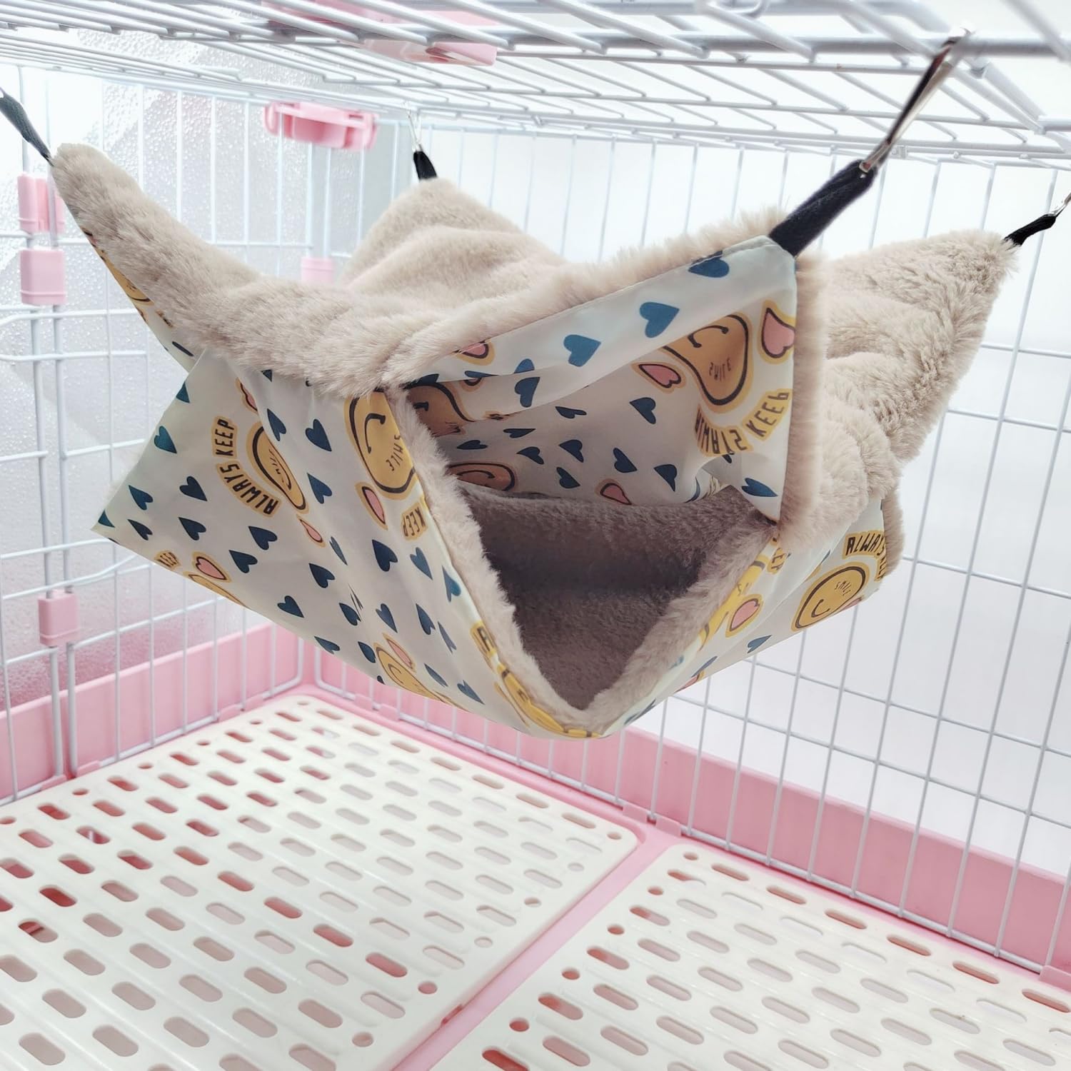 Petcircle Guinea Pig Rat Hammock 2pcs, Pet Cage Hammock X2 for Small Animals Squirrel Squirrel Chinchilla Kitten Small Animals House Cage (khaki)