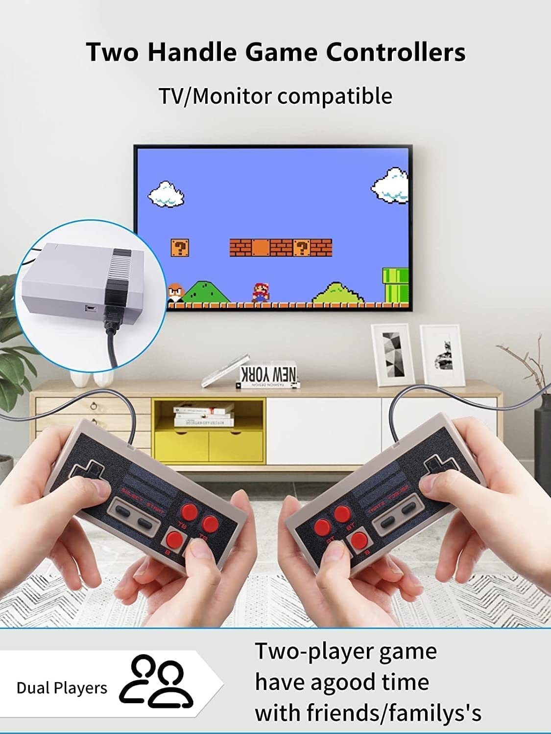 Plug & Play Classic Handheld Game Console, Upgrade Packaging Classic Game Console Built-in 620 Game, Video Game Player Console for Family TV Wired-Blue
