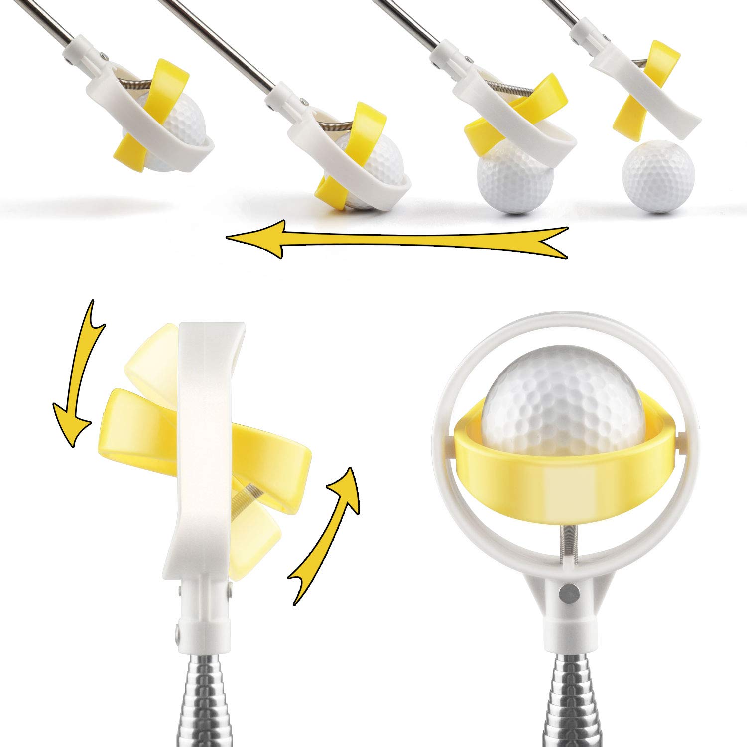prowithlin Golf Ball Retriever, Stainless Telescopic Extendable Golf Ball Retriever for Water w/Golf Ball Pick Up Retriever Grabber Claw Sucker Tool, Golf Accessories Golf Gift for Men (6ft)