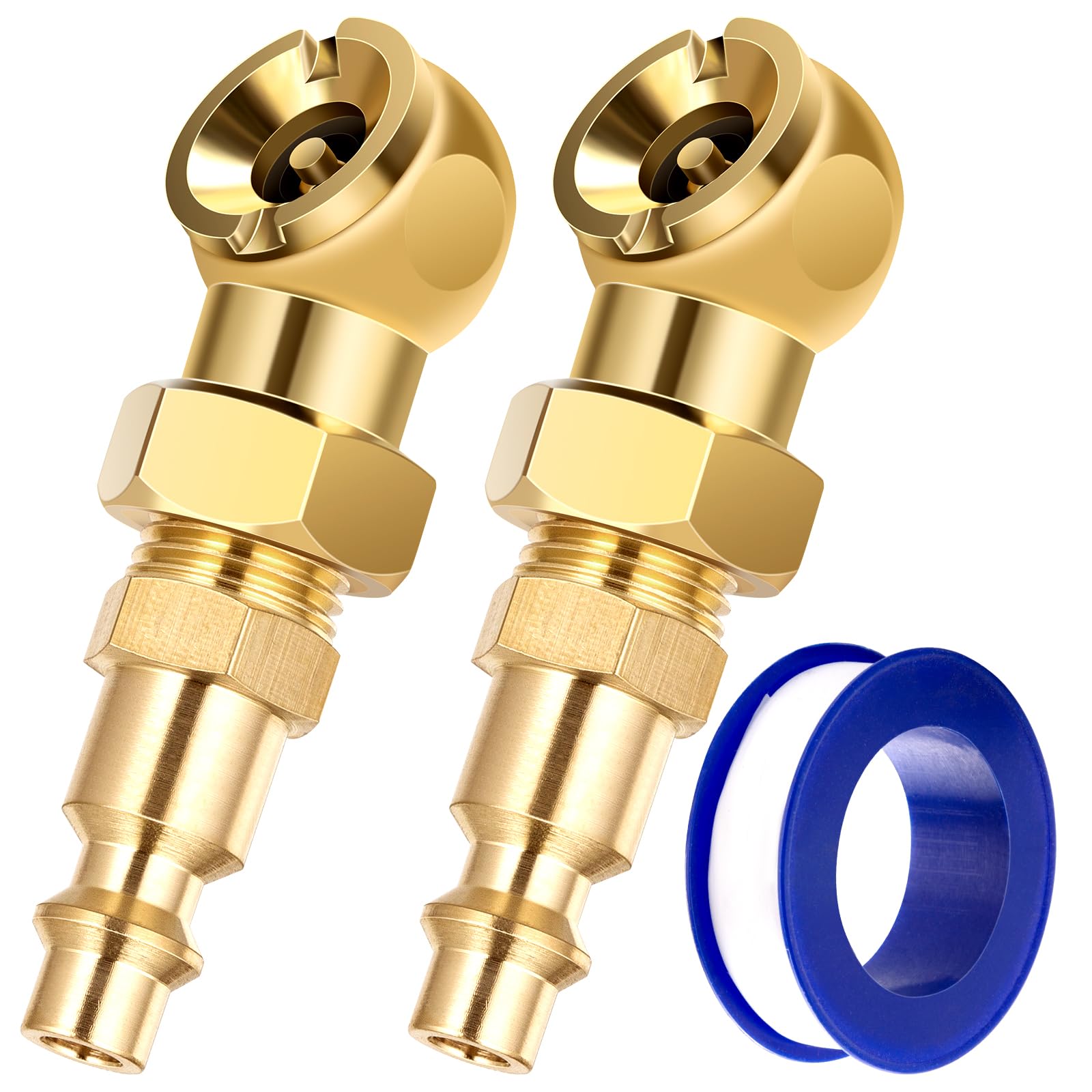 SARDVISA 2-Packs Portable Air Chucks, Solid Metal Closed Ball Air Chuck with 1/4" NPT Standard Quick Plug, Tire Inflator Gauge Nozzle for Air Compressor Accessories