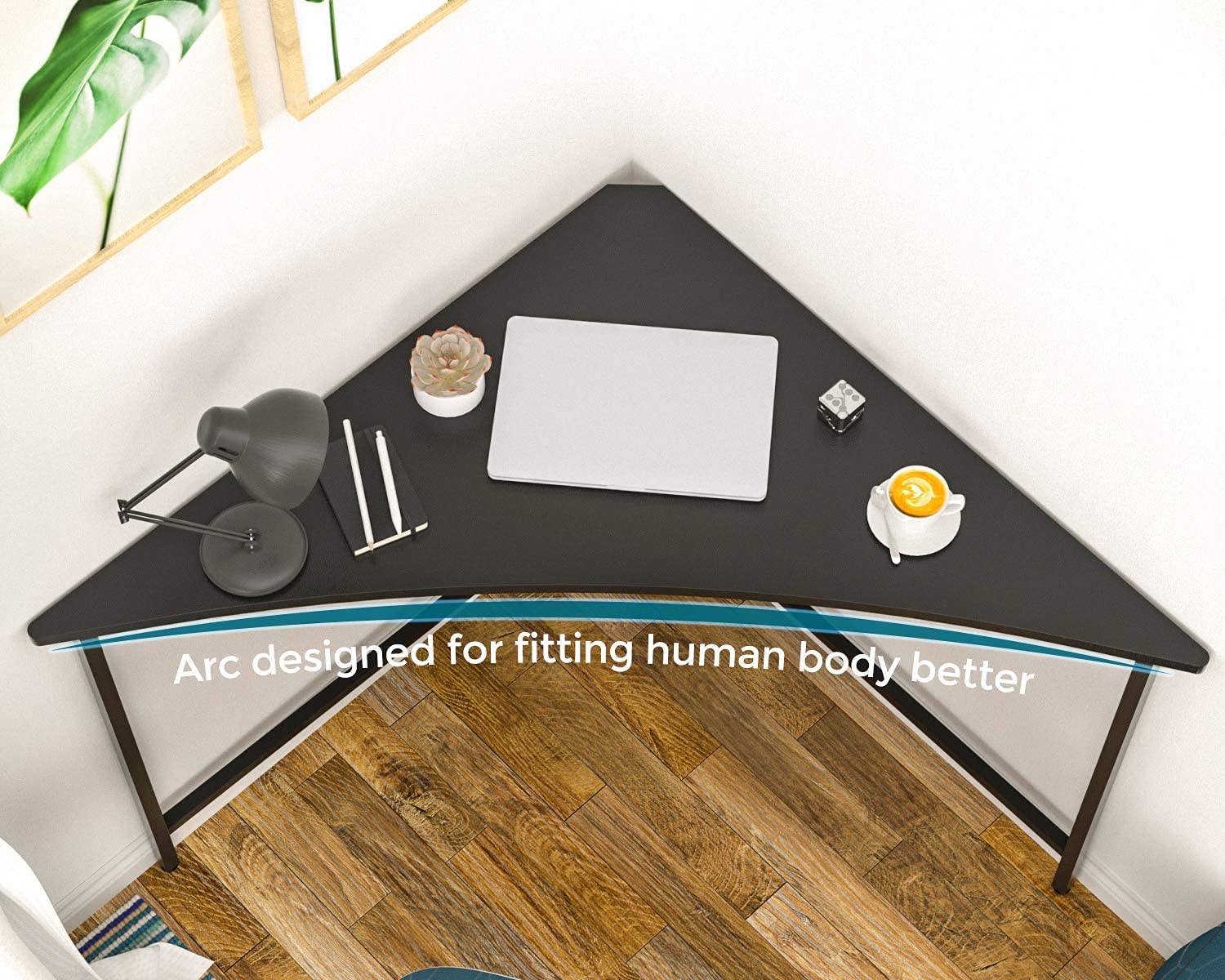 SAYGOER Industrial Corner Desk Triangle Computer Desk for Small Spaces Home Office Workstation Laptop Gaming Table Study Writing Student Desk, Black