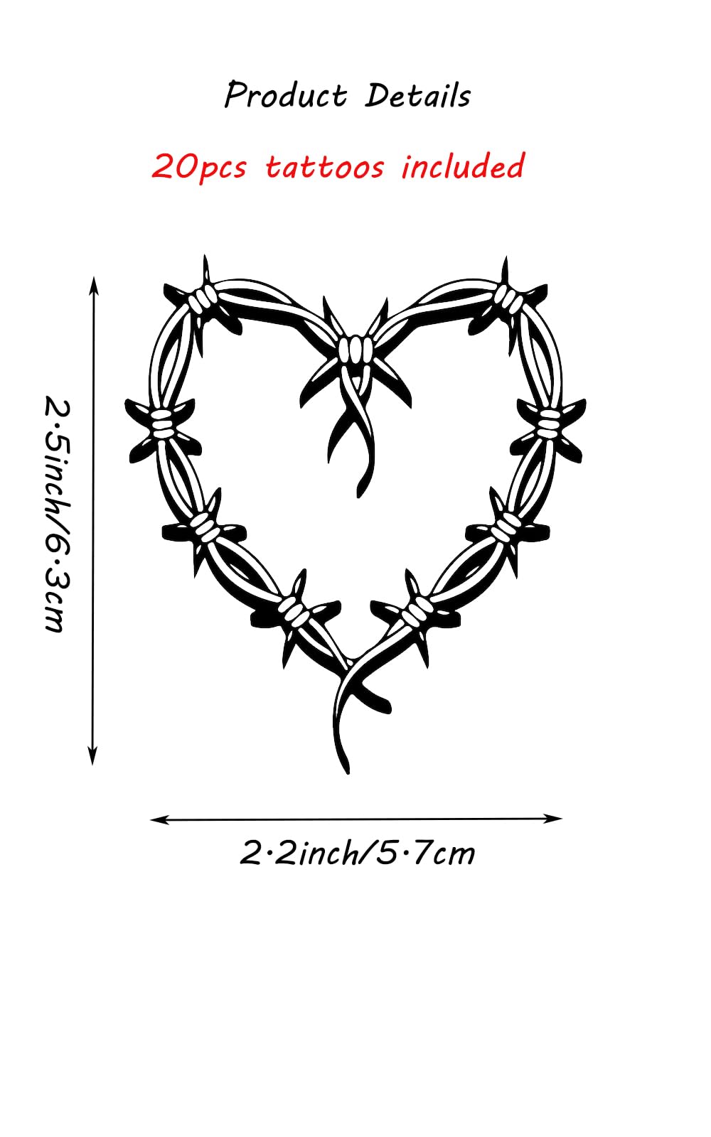 QualityLife Karol Temporary Tattoos, 20pcs Multicolor Heart Themes, Easy to Apply, Waterproof, Safe Materials, Long-Lasting, Concert Accessories or Gifts