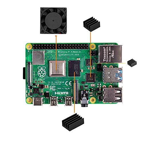 Raspberry Pi 4 Model B CPU HeatSinks Single Cooling Fan with RAM LAN USB Chip Heatsink Set