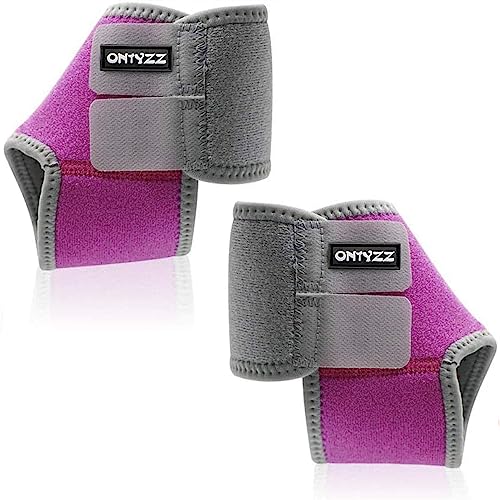 ONTYZZ 1 Pair Kids Ankle Brace Ankle Compression Sleeve Adjustable Ankle Support Brace for Football Basketball Dancing Pink/M