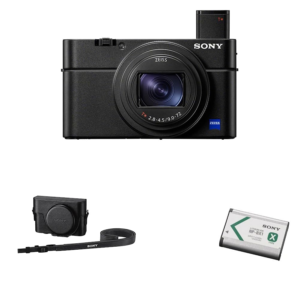 Sony RX100 VII Premium Compact Camera with 1.0-Type Stacked CMOS Sensor & Premium Jacket Case (LCJRXK/B), Black, Small & NP-BX1/M8 Lithium-Ion X Type Battery (Silver)