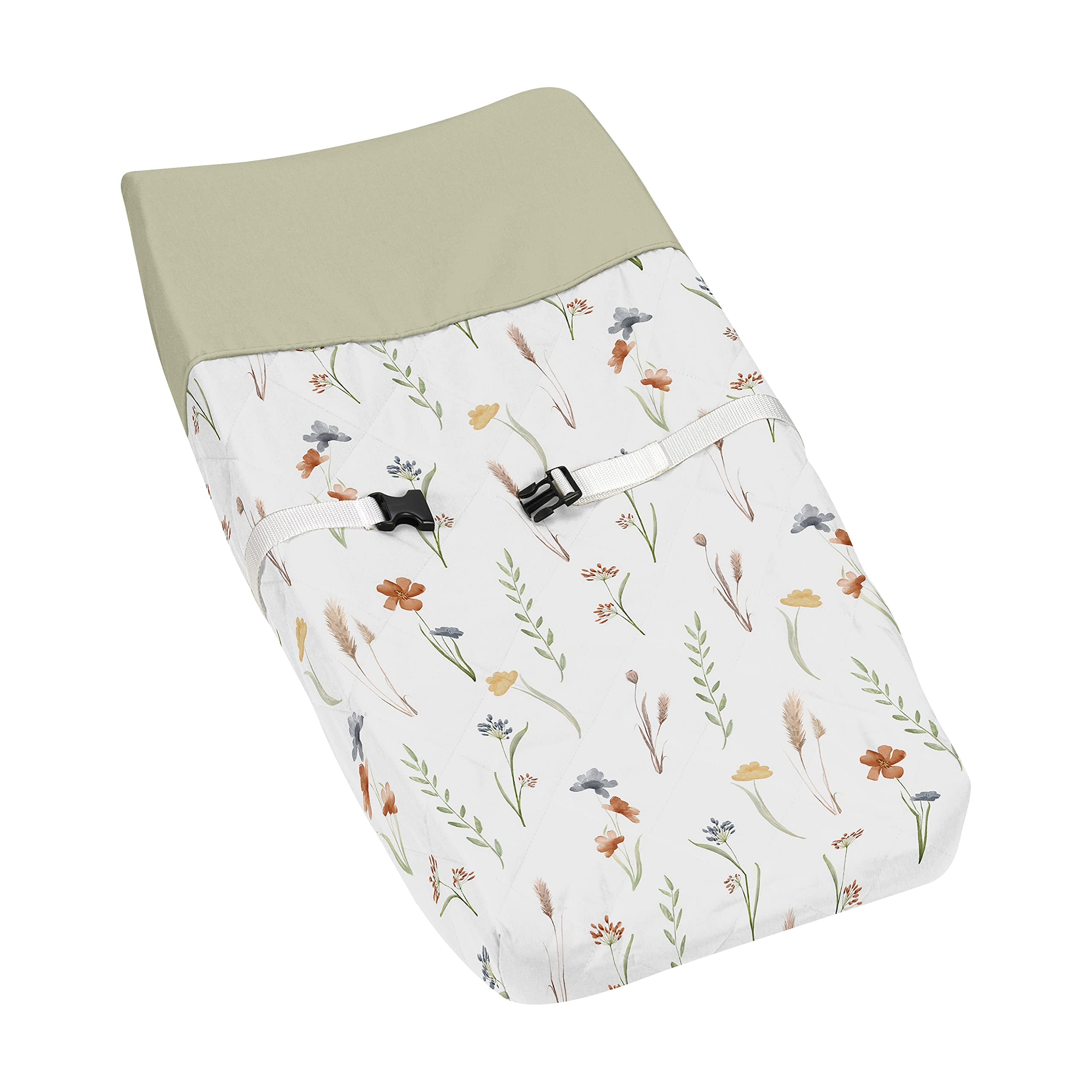 Sweet Jojo Designs Boho Floral Garden Flower Girl Baby Changing Pad Cover Infant Newborn Diaper Table Change Mat Sheet Sage Green Watercolor Bohemian Floral Farmhouse Vintage Shabby Chic Beige Nature
