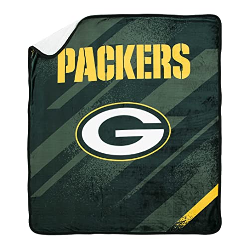 Northwest NFL Velocity Silk Touch Sherpa Throw Blanket, 50" x 60" Green Bay Packers