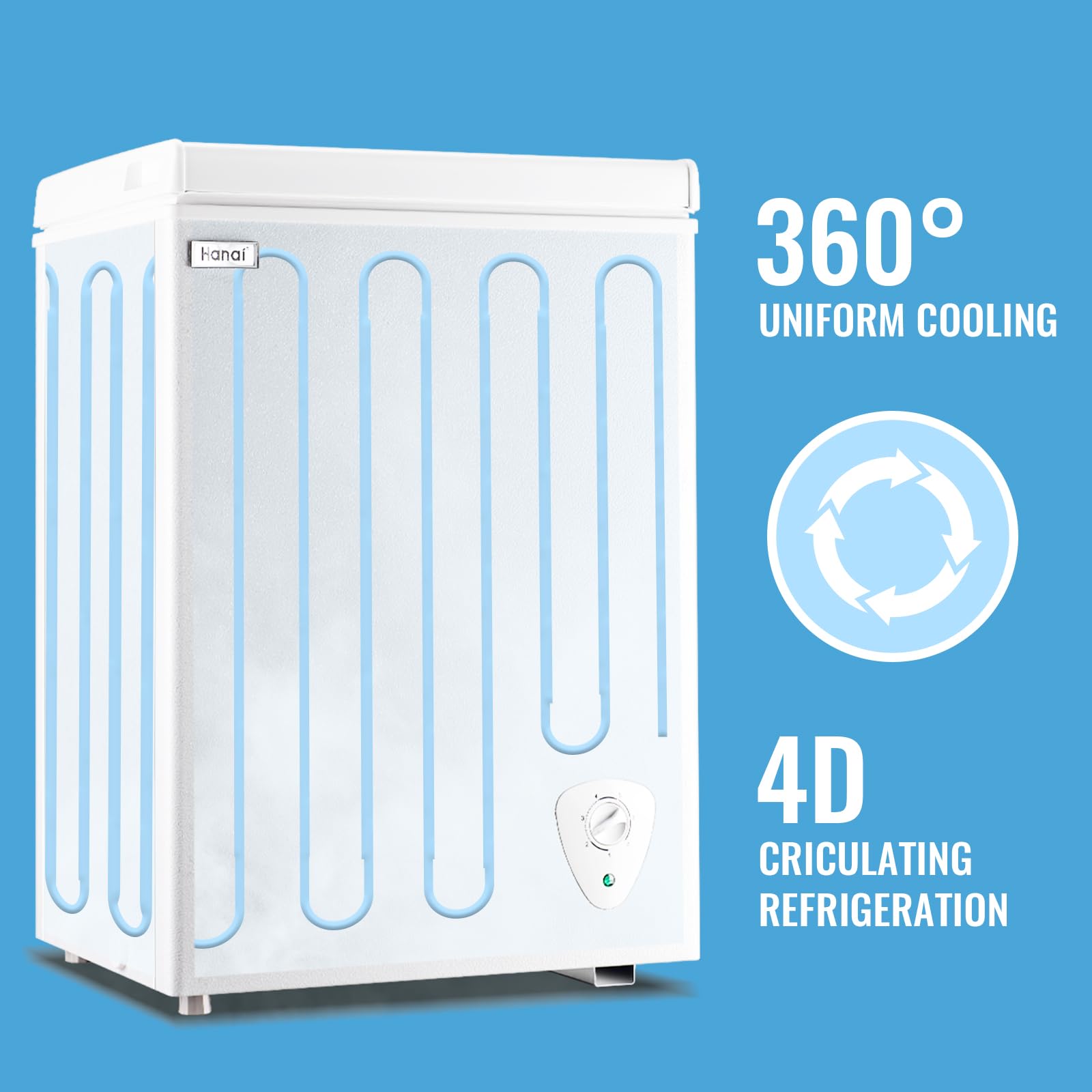 WANAI Small Chest Freezer 3.5 Cu.Ft Compact Chest Freezers with 7 Settings Temperature Adjustable, Small Deep Freezer with Removable Basket, Suitable for Home Kitchen Office Dorm Apartment,White