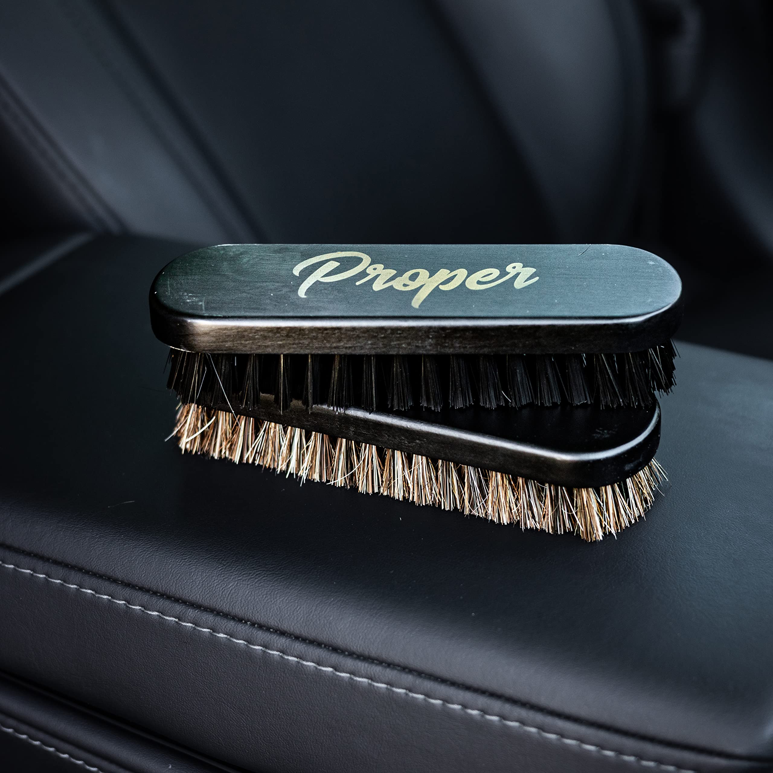 PROPER DETAILING CO. Leather Brush and Alcantara Brush | 2 Pack Leather Brush Car Detailing | Get Professional Results - Perfect for Cleaning Leather Seats, Sofas, and More | Detailing Brushes