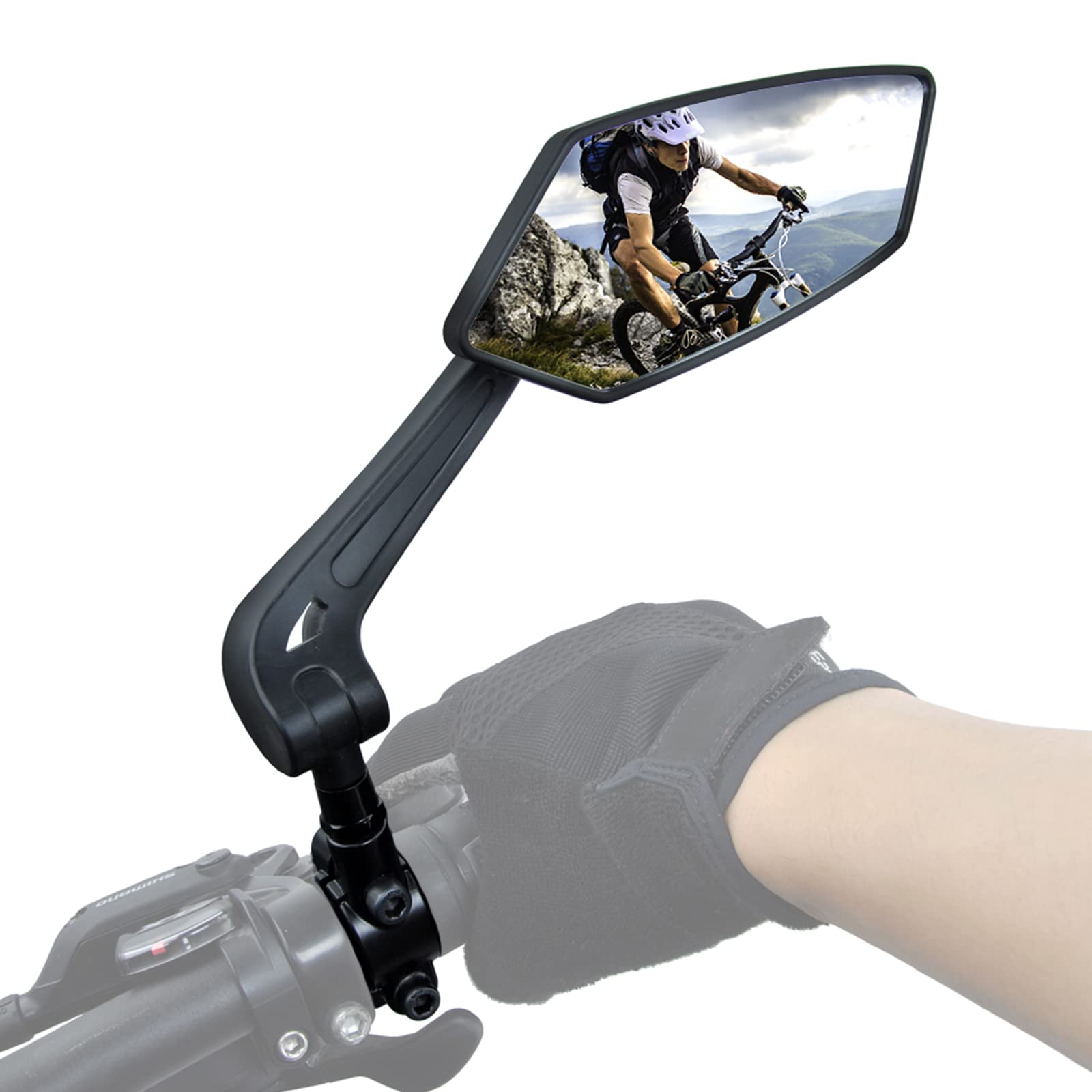 RBRL New bike mirror Blast-resistant Adjustable Bike Rearview Mirror with Large Lens,MTB Bicycle Mirrors for Handlebars (Left side)