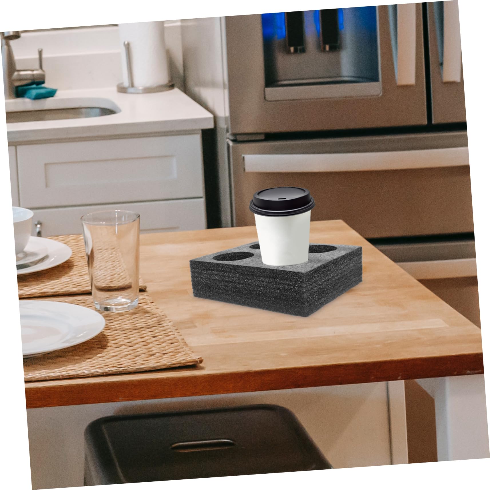 SOLUSTRE 2pcs 4 Hole Cup Holder Travel Metal Cup Milk Tea Pearl Cotton