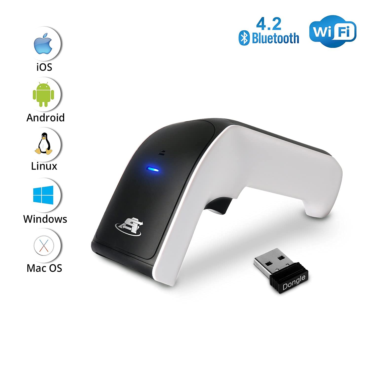 ScanAvenger Wireless Portable 1D&2D Bluetooth Barcode Scanner: Hand Scanner 3-in-1, Cordless, Rechargeable Scan Gun for Inventory - USB Bar Code/QR Reader (1D&2D with No Next Gen Stand)…