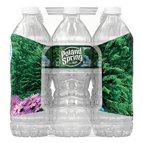 Poland Spring Brand 100% Natural Spring Water, plastic bottles,16.9 Fl Oz (Pack of 12)