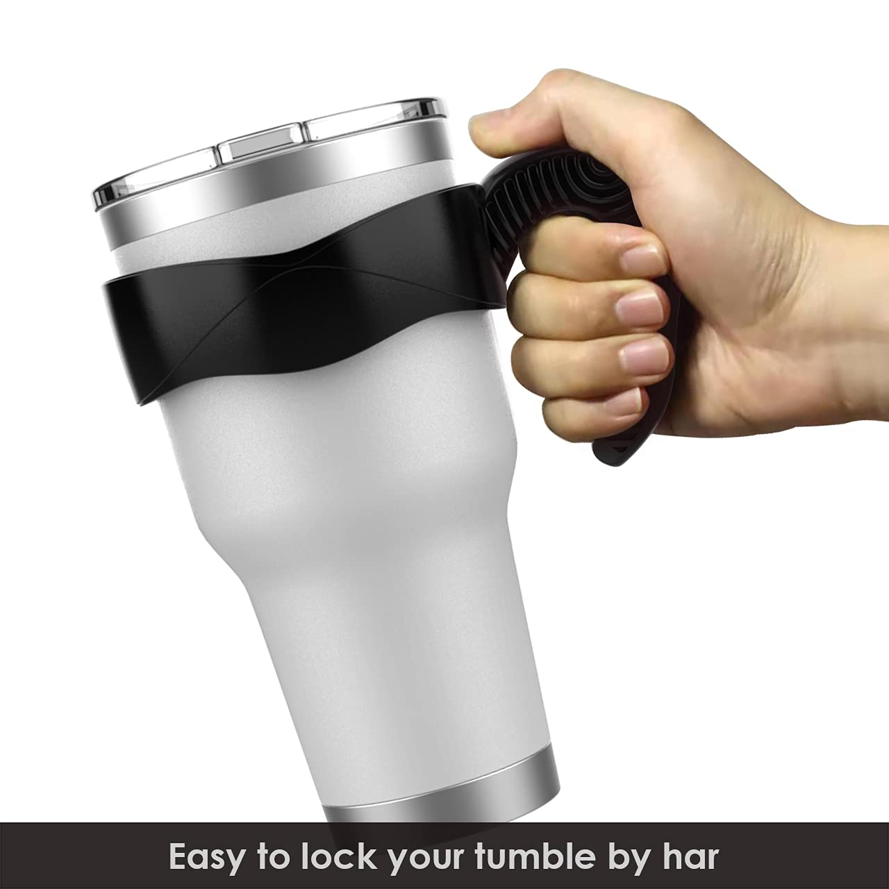 Tumbler handle fits for 30 OZ YETI Tumbler, OZARK TRAIL Tumbler, Rambler Tumbler (Black,Handle Only,Cup not Include)