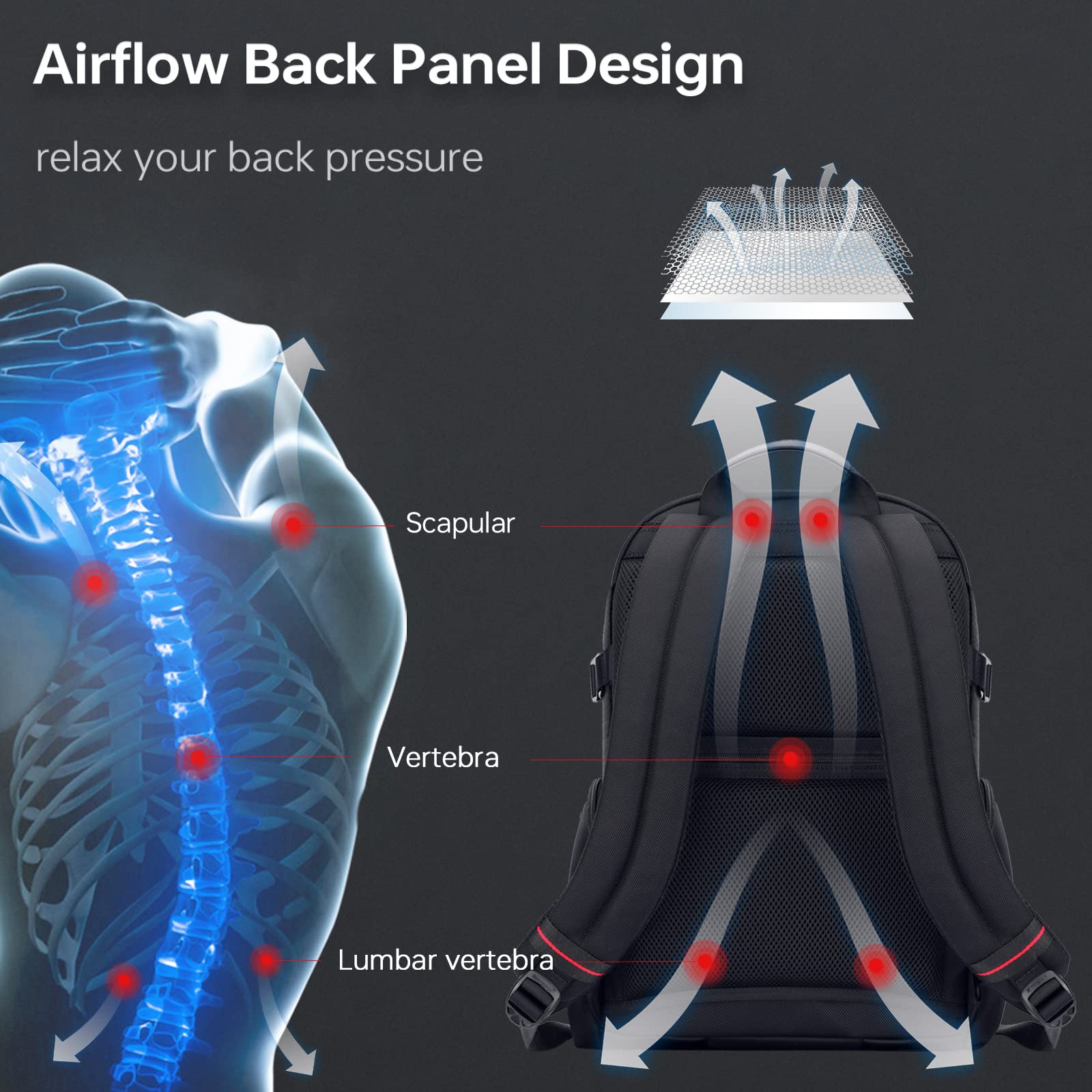 SWICKY 88099 Carry-on Water Repellent USB Port With Cover Luggage Strap Auto Anti Theft Zip Airflow Back Panel Travel Work Backpack for 15.6 Inch Laptop