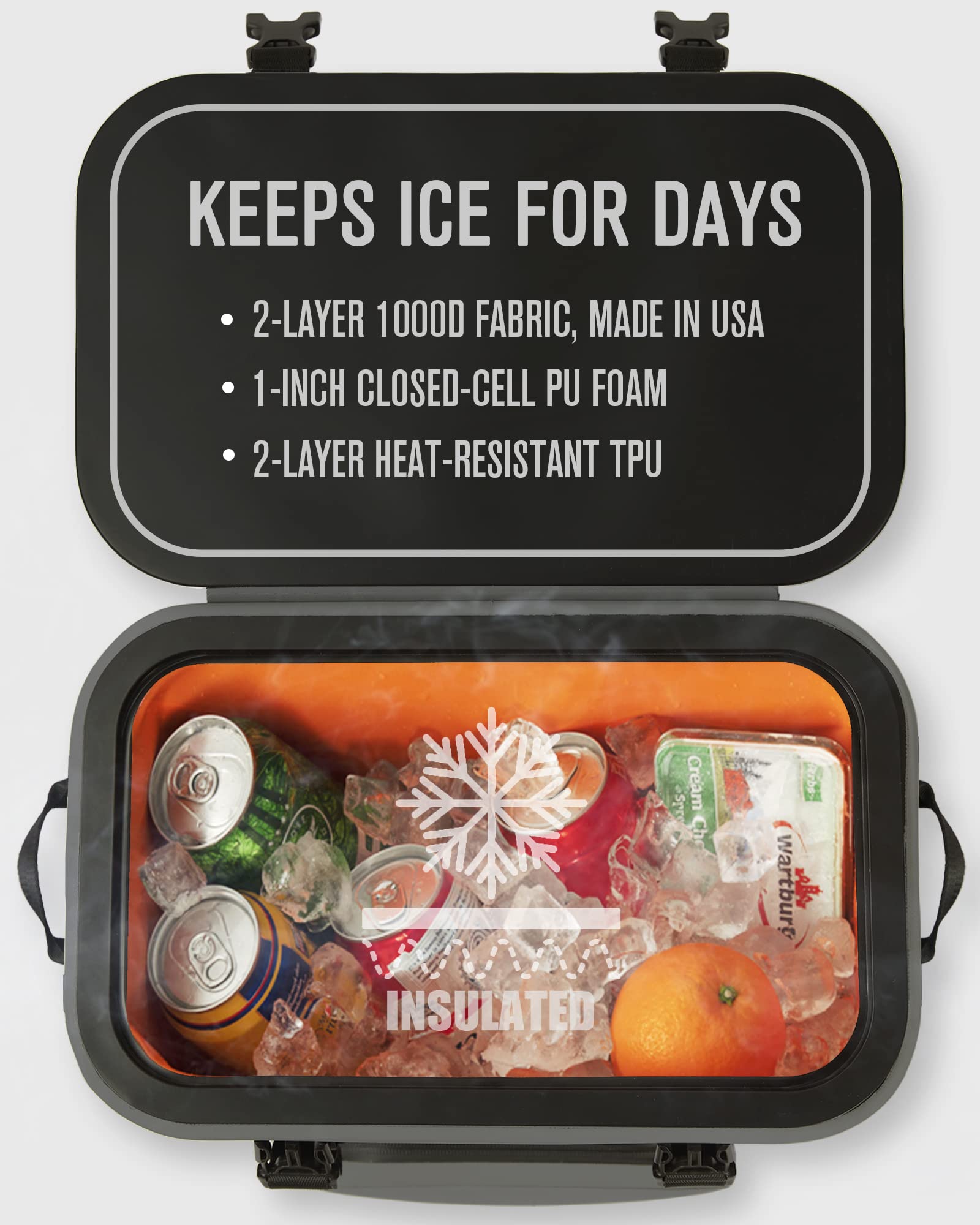 Novoto Magnetic Soft Cooler Bag, 16 Can Insulated Soft Sided Cooler with dry bag, Zipperless Quick Access Coolers for Beach, Lunch, Kayak, Camping