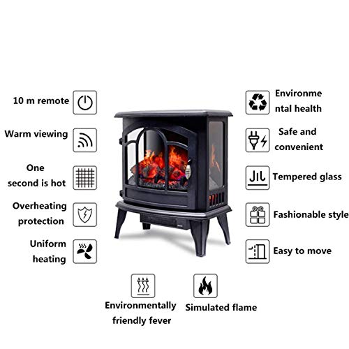 OQHAIR Electric Fire with Surround Mantelpiece Lights with Remote-Controlled Old Electric Fireplace Heater with Wood-Burned Led Light