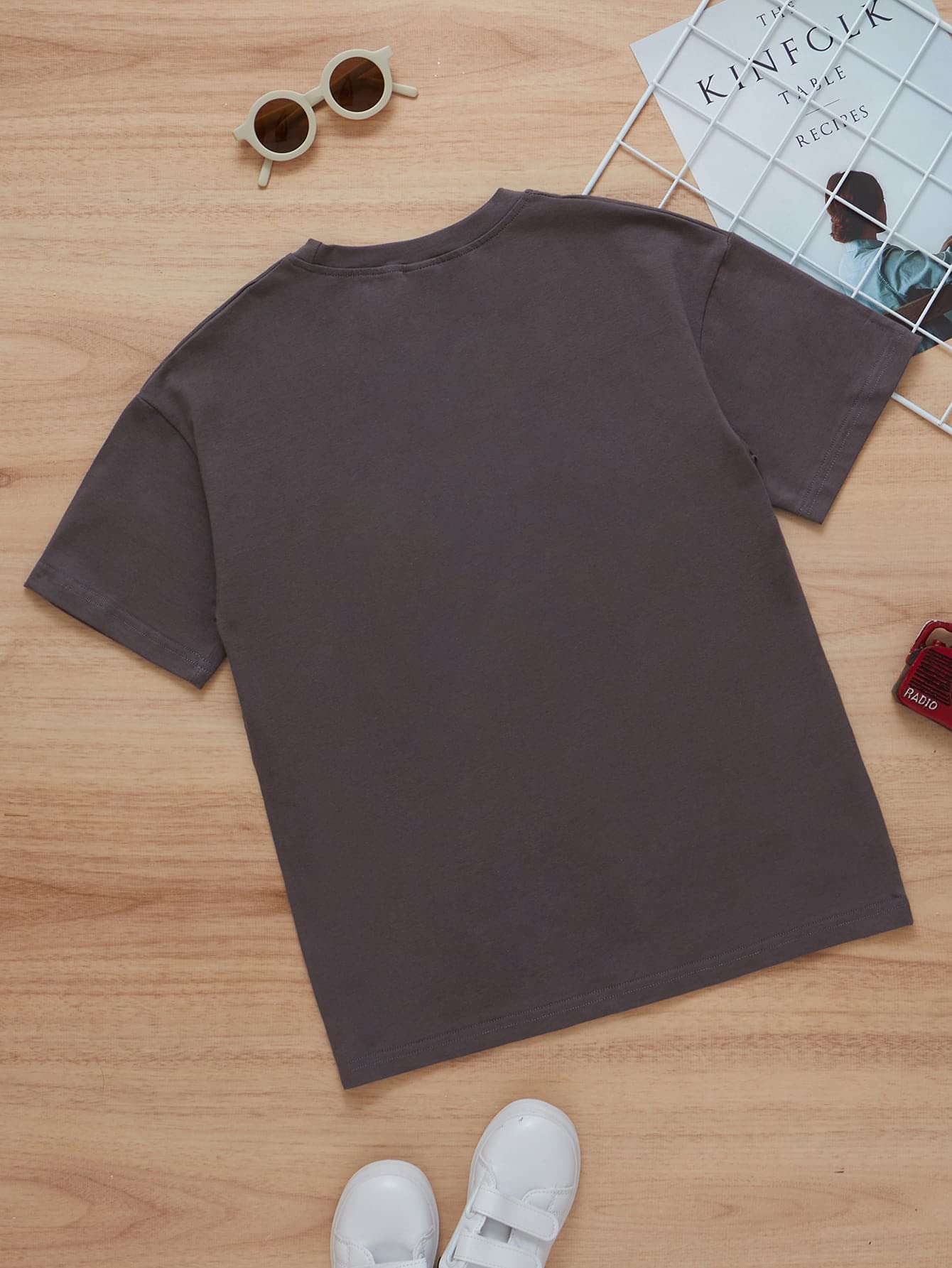SOLY HUX Girl's Letter Graphic Tees T Shirts Short Sleeve Casual Summer Tops Mocha Brown 160