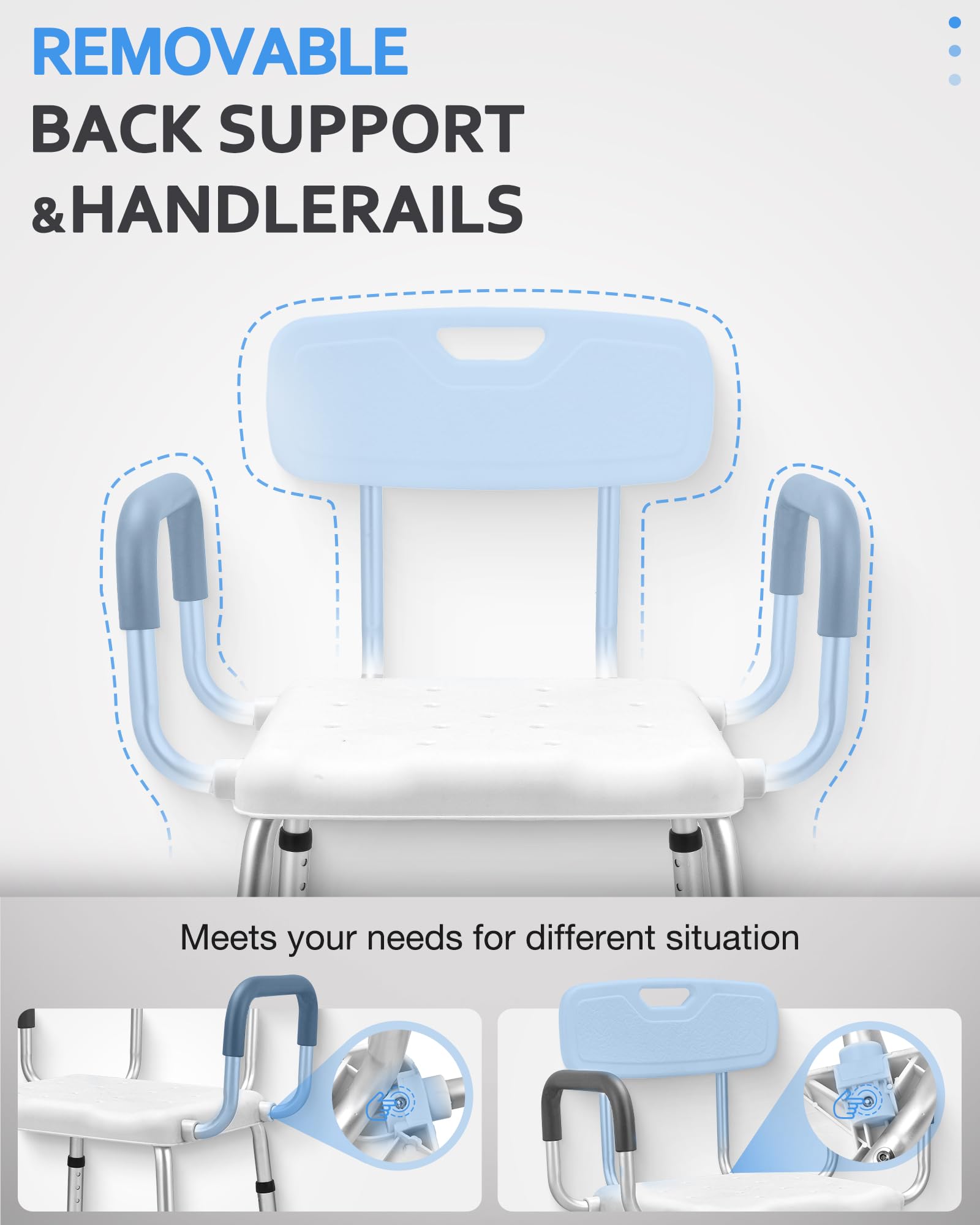 Sangohe Shower Chair for Inside Shower - Heavy Duty Shower Seat with Armrest and Back - Shower Chair for Elderly Adults - Shower Seats for Elderly - Shower Chair for Bathtub, 796B