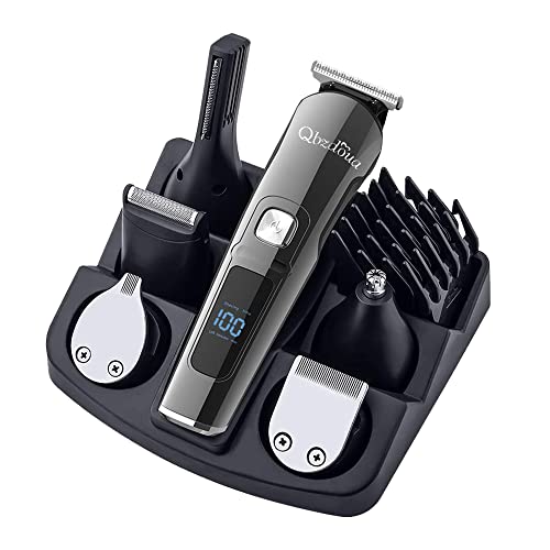 QBZDOUA Mens Hair Clipper Beard Trimmer Cordless Mens Grooming Kit Trimmer for Beard Head Face and Body Waterproof IPX7 LED Power Display