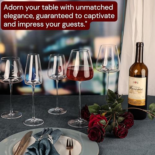 Sommelier´s Touch Elegant Crystal Wine Glass Set of 2. 20 oz, Artisan Crafted, Thin Rim, Long Stem - Versatile for Red, White, and Specialty Wines - Wine Lovers Gift.