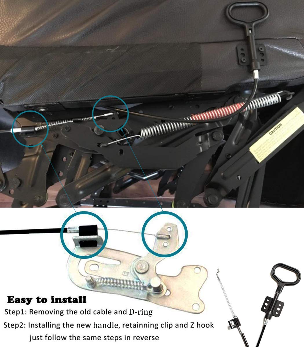 ttmagic 2Pcs Recliner Cables Replacement D-Ring Pull Handle, Metal Recliner Release Cable, Exposed Cable Length 4.9", Total Length 33.7", Fit Ashley and Most Recliner