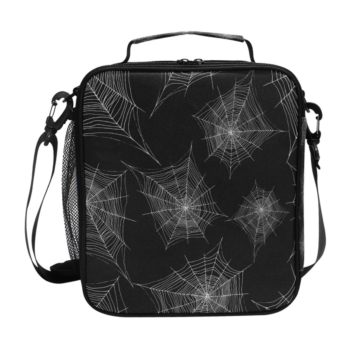 ZZXXB Spider Web Insulated Lunch Bag Box Reusable Thermal Cooler Bag Tote Outdoor Travel Picnic Bag With Shoulder Strap for Children Students Adults