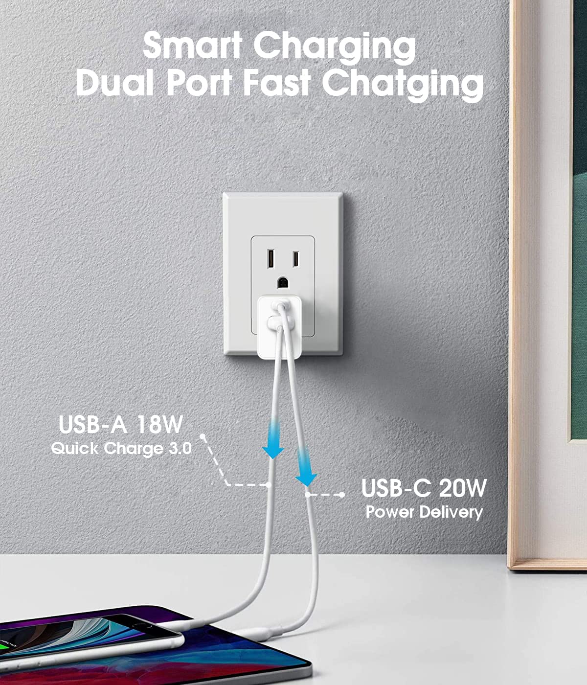 UDATSON 20W USB-C PD Power Delivery Charger, 2 Pack Type C Fast Charging Adapter for Apple Watch Series 9, iPhone 15, 14 Pro Max, AirPods, iPad