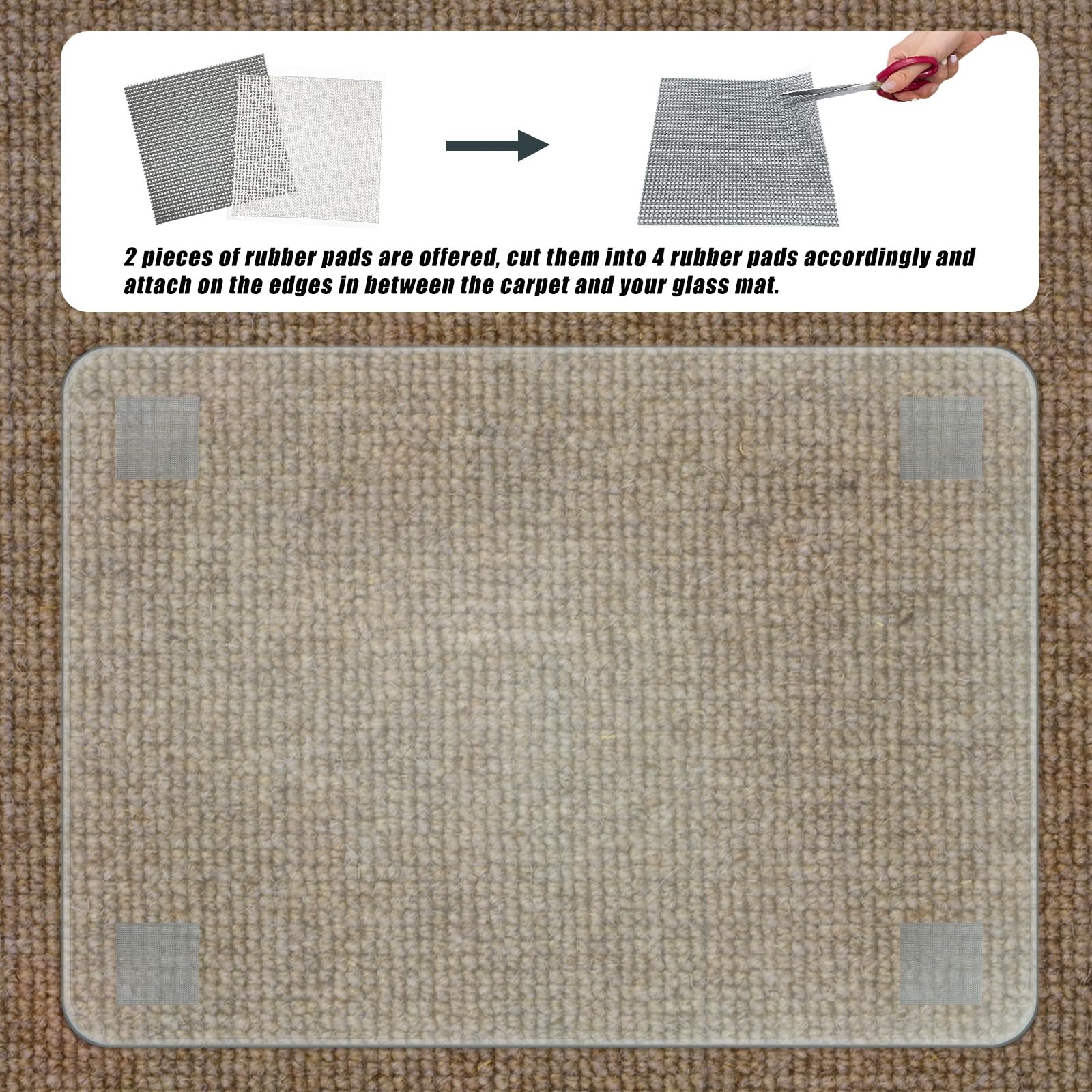 SHAREWIN Office Chair Mat for Carpet/Hardwood Floor- Tempered Glass Desk Chair Mat fo Office Home 1/5β Thick, Heavy Duty Under Desk Protector, Computer Gaming Chair Mat w/Anti-Slip Pads, 46β x 35β