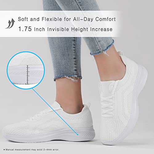 Santiro Womens Walking Tennis Shoes - Memory Foam Comfortable Lightweight Casual Slip On White Sneakers for Gym Work 10 US