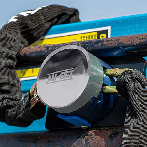 NU-SET 2-7/8 Inch Heavy Duty Solid Steel Hockey Puck Padlock with Hardened Reinforced shackle for superior cut resistance.Hidden Shackle Design resists pulling and prying, Chrome Finish,4 piece,5373-3