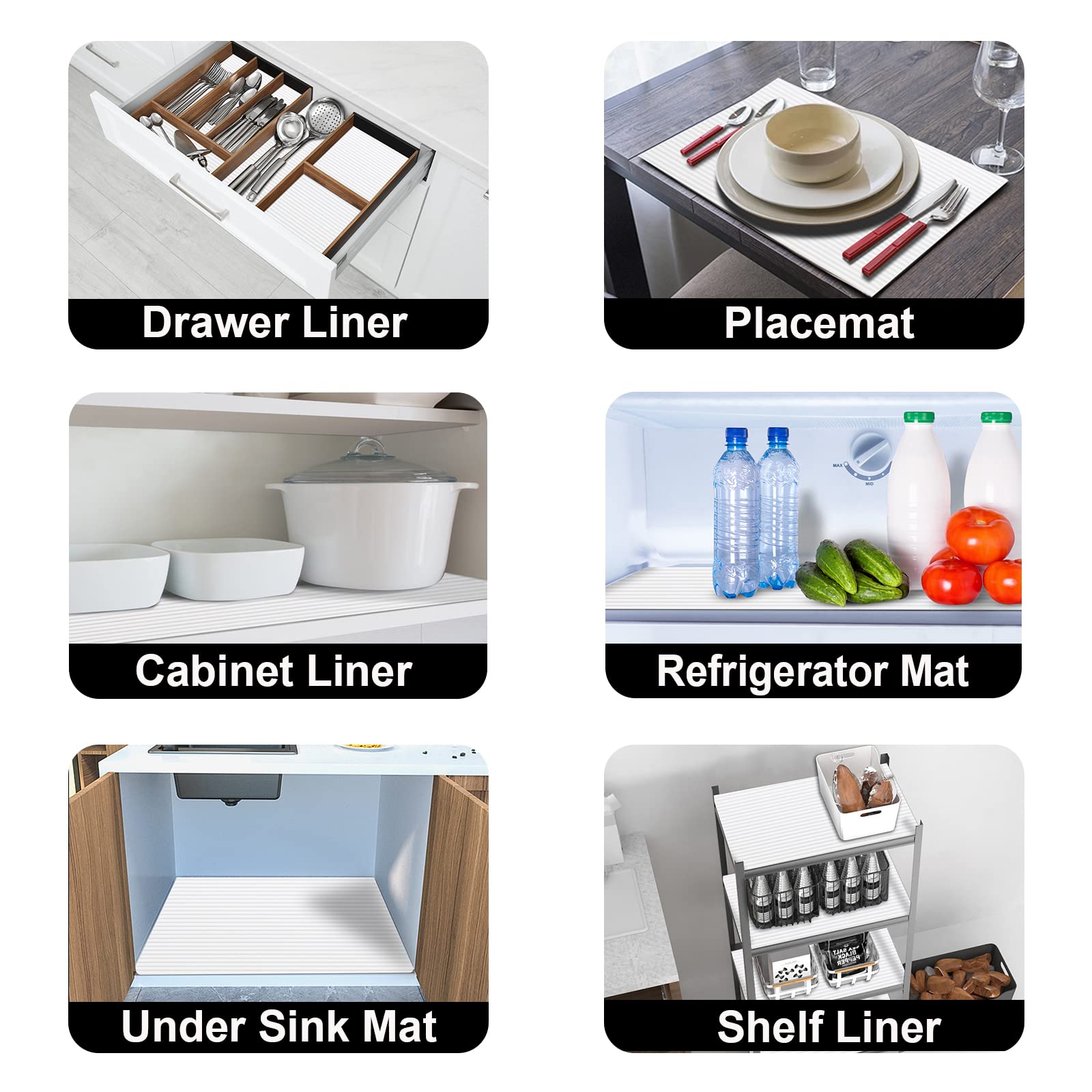 Shelf Liners for Kitchen Cabinets, 11 Inch x 20 FT, Plastic Shelf Liner, Non Adhesive Kitchen Drawer Cabinet Liner for Wire Shelves/Fridge/Drawer/Dresser (White, 11 inches x20 Feet)