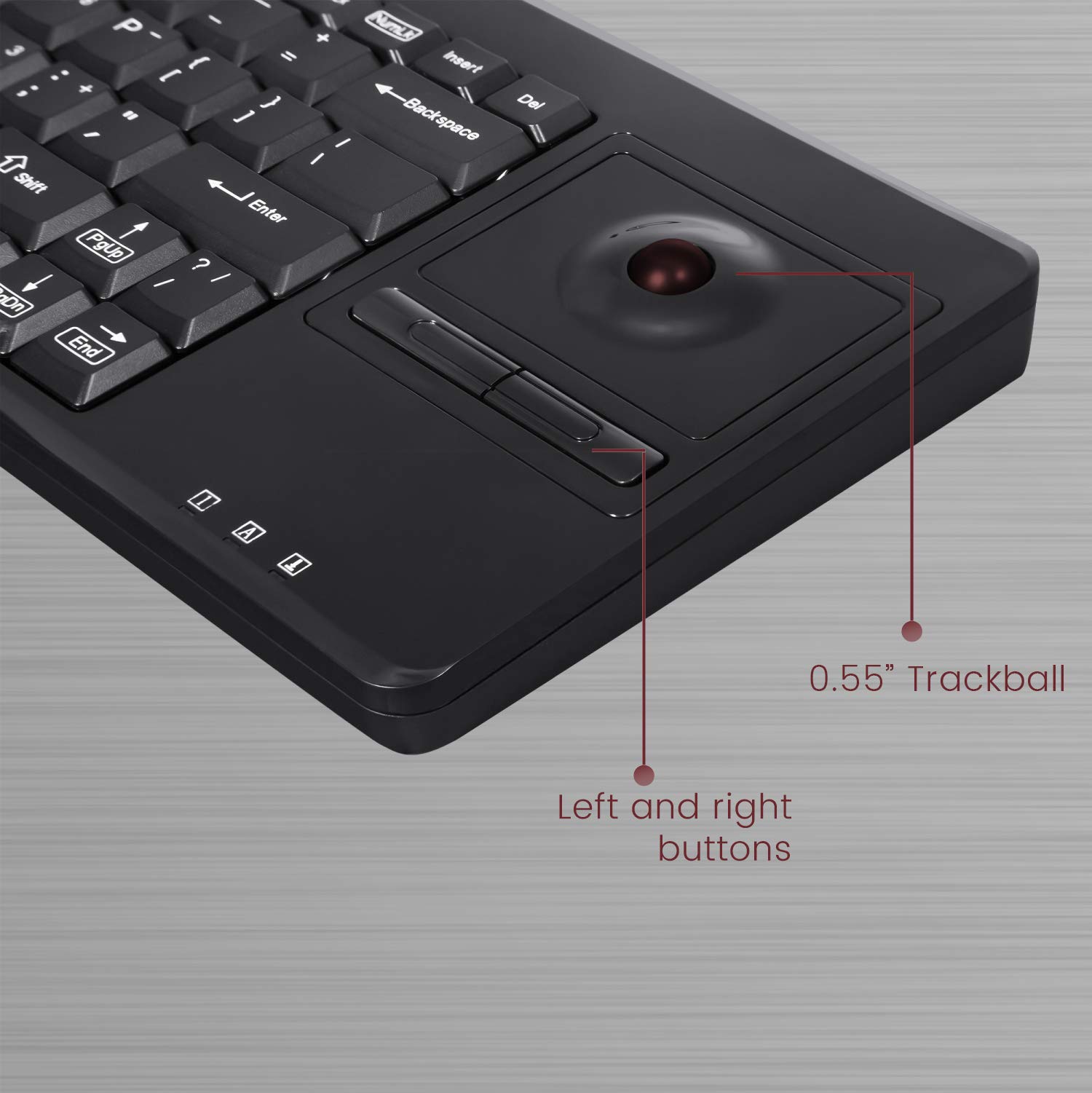 Perixx PERIBOARD-514 Plus Wired PS2 Trackball Keyboard, Built-in Optical 1000 DPI Rollerball Mouse and Embedded Number Keys PS/2 Serial Keyboard, US English Layout, Black (11062)