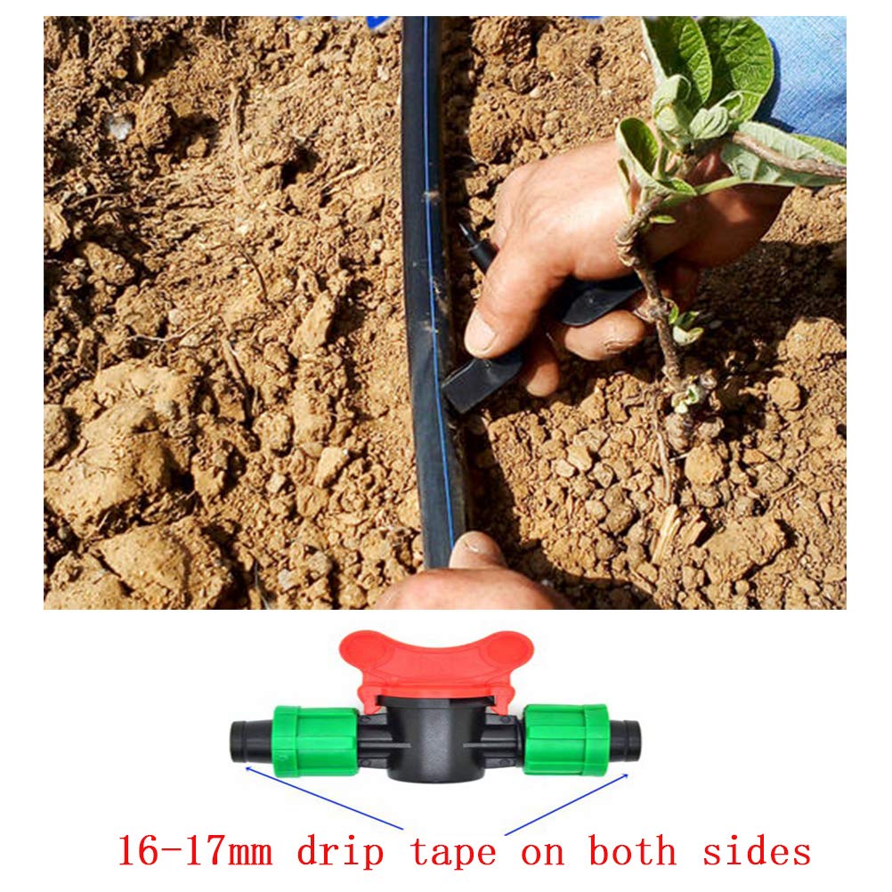 QUECAOCF 8 Pieces 1/2" Universal Shut Off Valve Drip Irrigation Tubing, Compatible with 16-17mm Drip Tape Tubing Sprinkler System