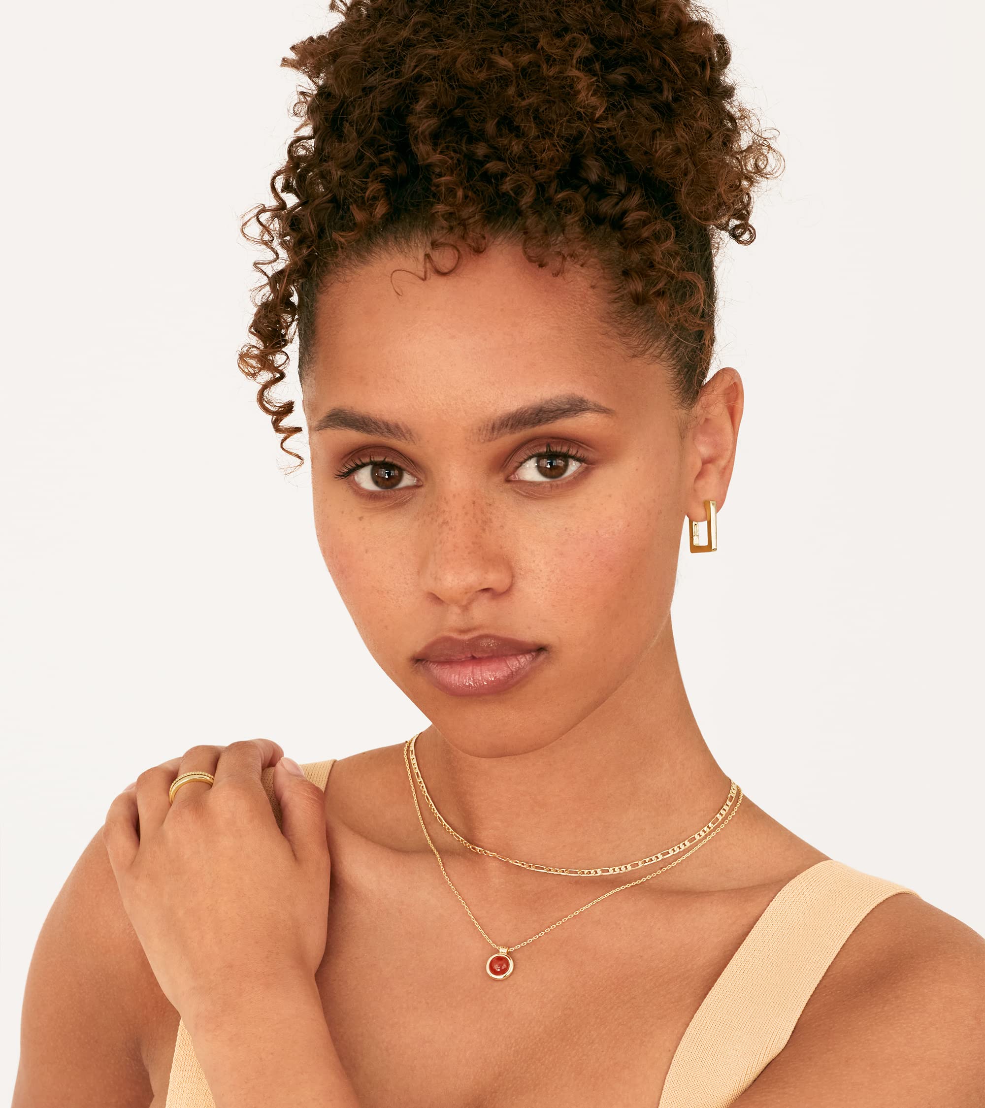 PAVOI Rhodium Plated 925 Sterling Silver Post Square Hoop Earrings | Geometric Rectangle Gold Hoop Earrings for Women