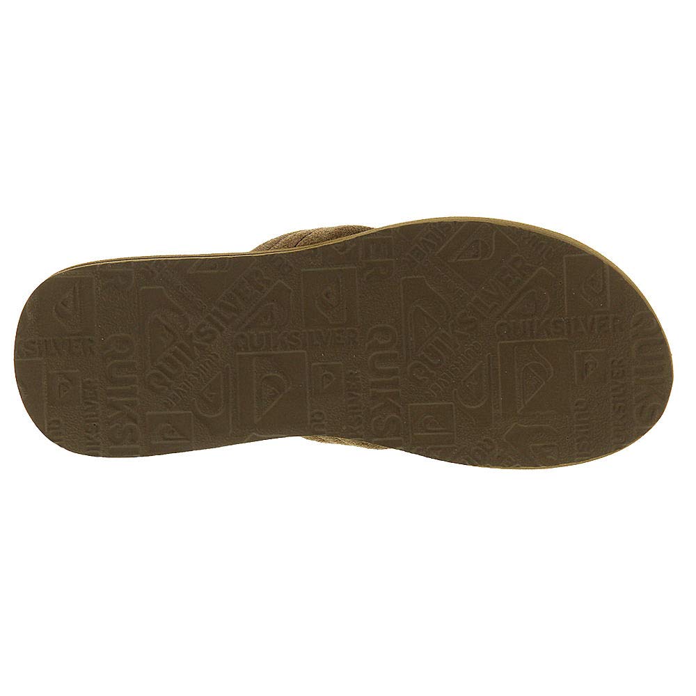 Quiksilver Men's Carver Suede 3 Point Flip Flop Athletic Sandal, Tan/Solid, 12 M US