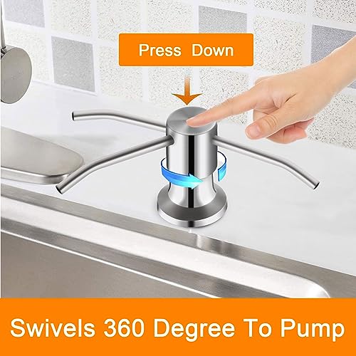 Sink Soap Dispenser, Kichen Sink Soap Dispenser, Good Suction Power, 47" Extension Tube kit, Under Sink Soap Dispenser Pump, No Need More Refills(Brushed Nickel)